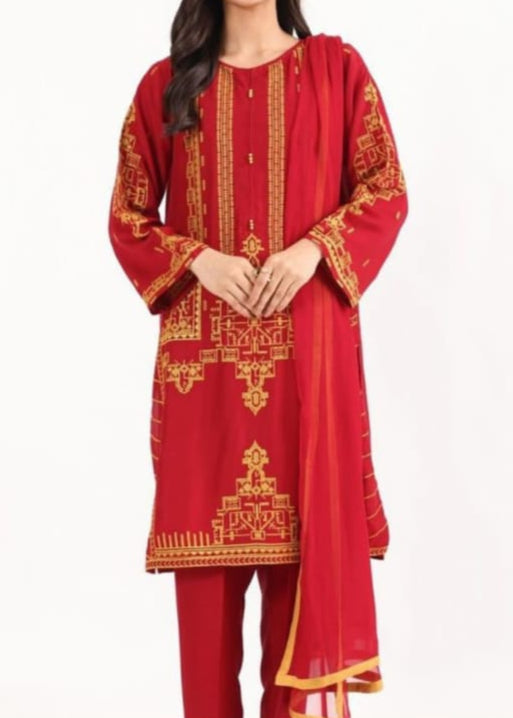 Grace W651-Embroidered 3pc Linen Dress with Embroidered Chiffon Dupatt ...